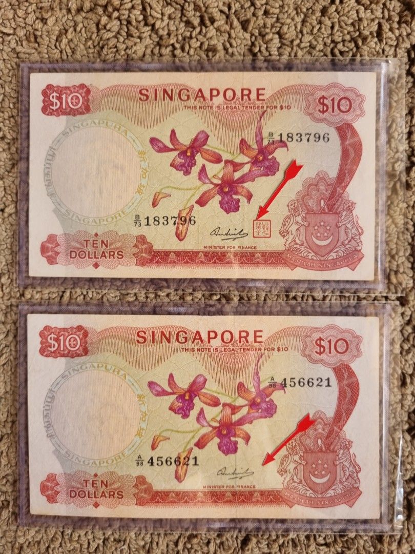 Singapore Orchid Series $10 notes(Mr Hon Sui Sen signatory with and ...