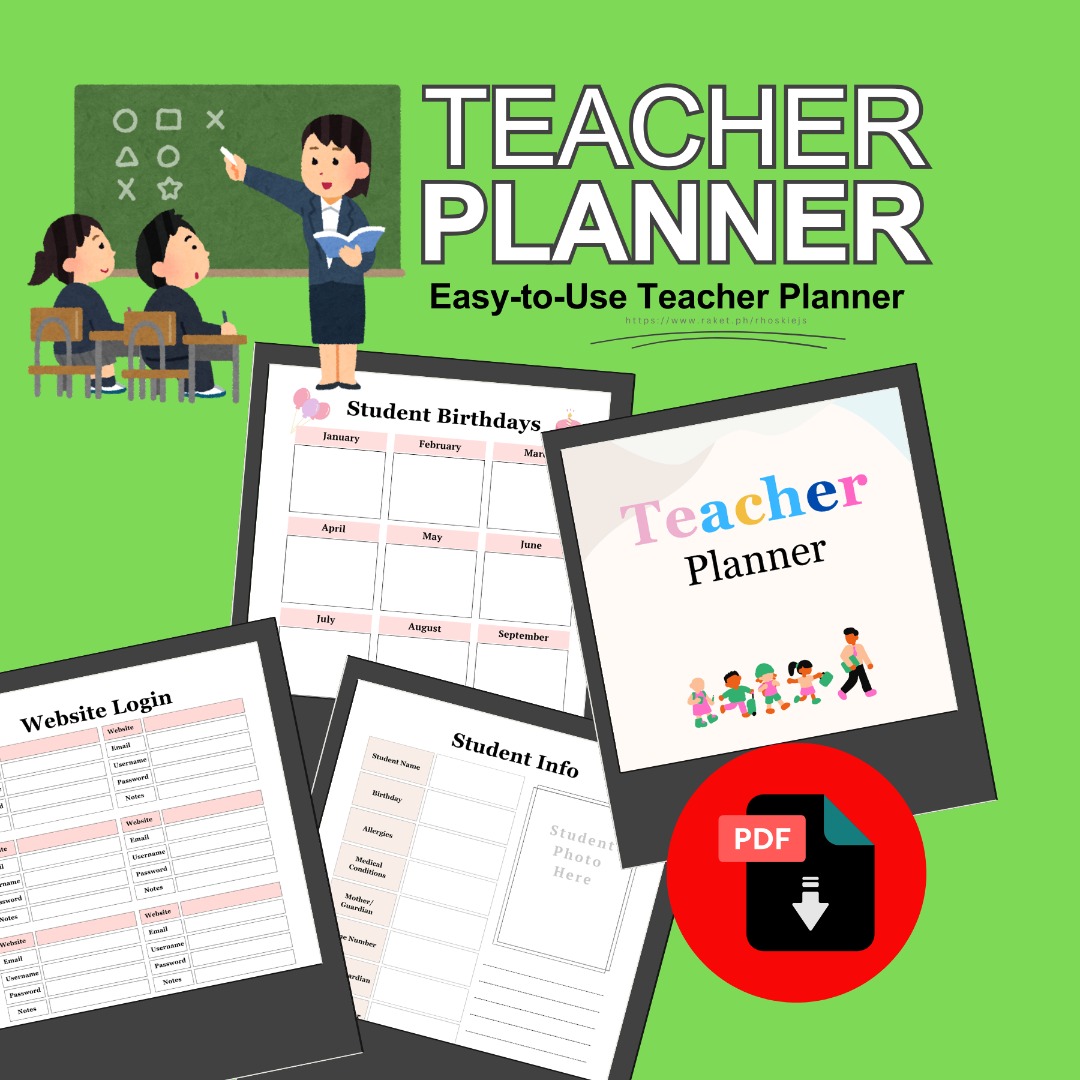 Teacher Planner PDF File ready to Print, Edit and Download, Mobile ...