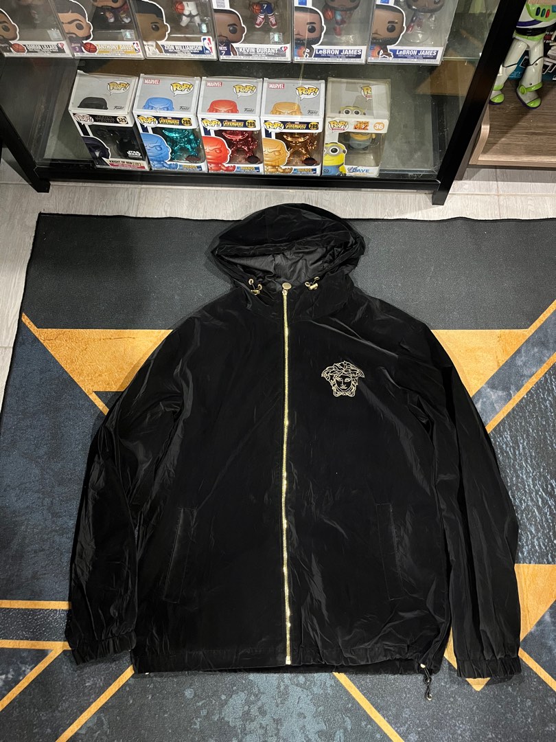 Versace x Kith Windbreaker/Water Resistant Jacket (Unisex) / Black and Gold / Large, Luxury ...