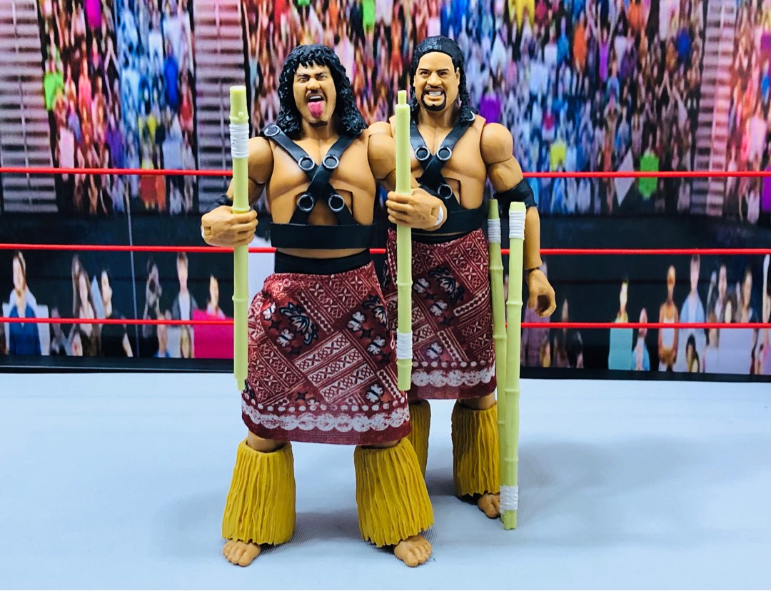 WWE Mattel Elite Headshrinkers Samu & Fatu Wrestling Action Figures ...