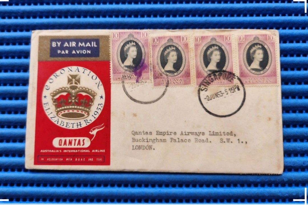 1953 Qantas Malaya Singapore Coronation of Queen Elizabeth II ...