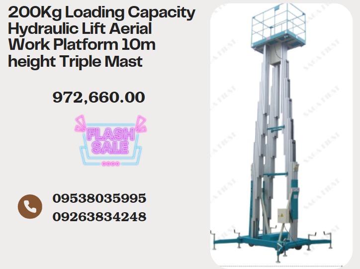 200Kg Loading Capacity Hydraulic Lift Aerial Work Platform 10m height ...