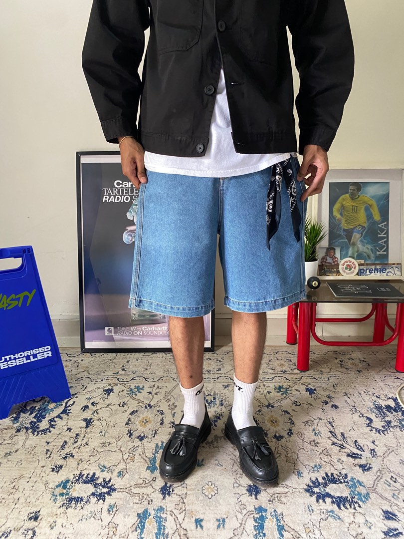 57 Washed Blue Jorts, Men's Fashion, Bottoms, Shorts on Carousell