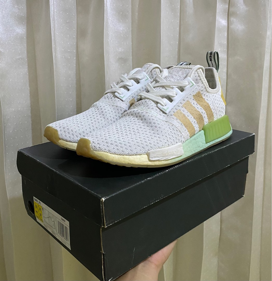 Adidas NMD R1 Knit White Blush Green, Fesyen Pria, Sepatu , Sneakers di ...