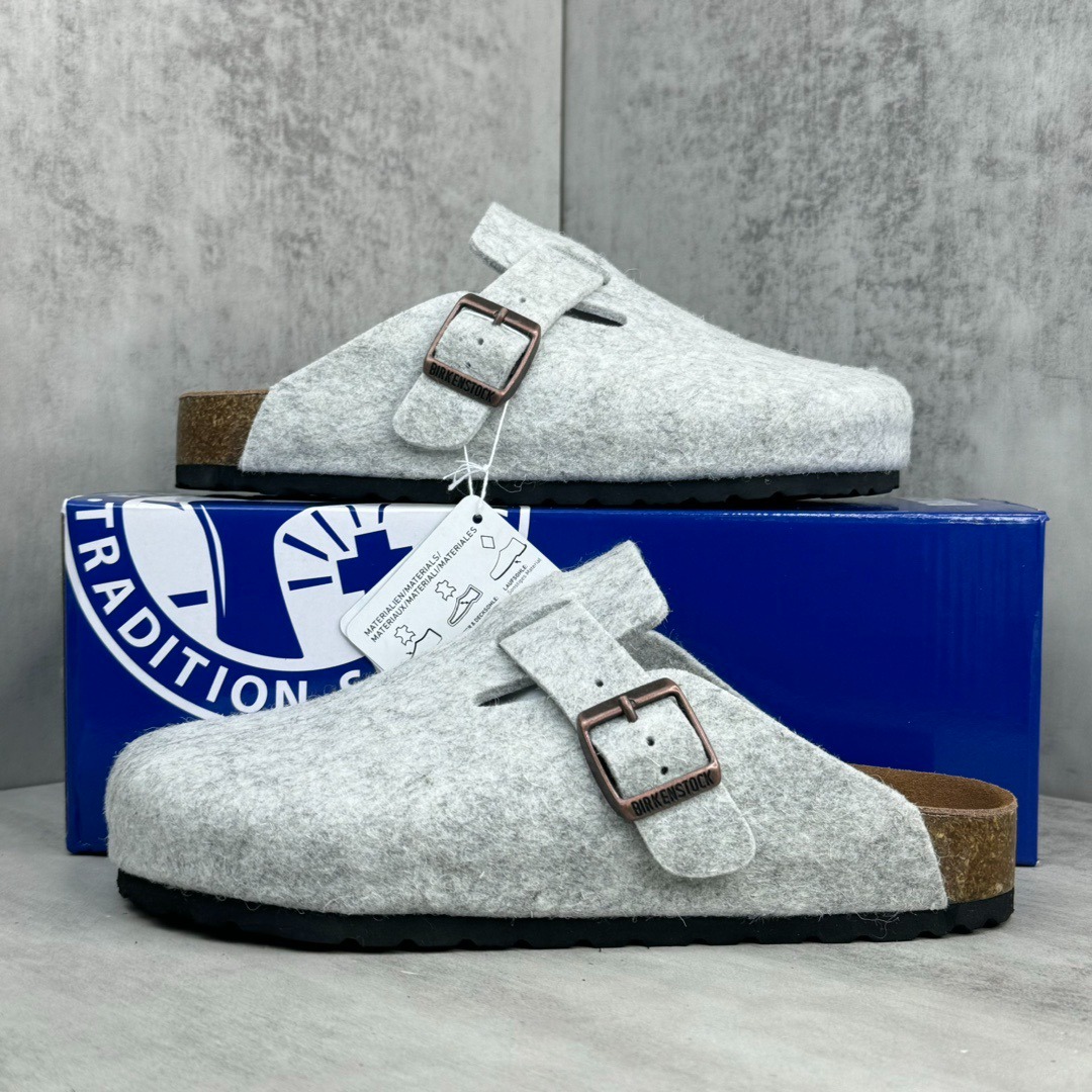 Birkenstock Boston Gray, Men's Fashion, Footwear, Flipflops and Slides ...