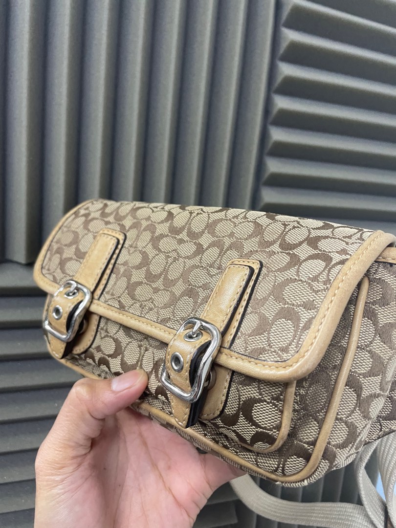 COACH Vintage Beige/Brown Bon Voyage Signature Belt Bag, Luxury, Bags ...