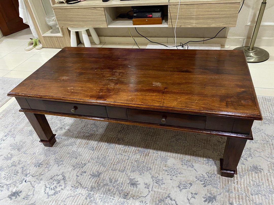 COFFEE TABLE KAYU JATI BERAT, Furniture & Home Living, Furniture ...