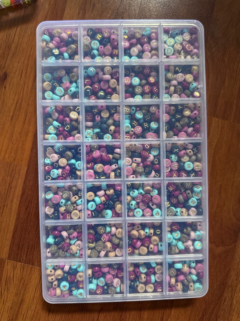 Coloured Alphabet Beads - 26 Letters full box, Hobbies & Toys ...