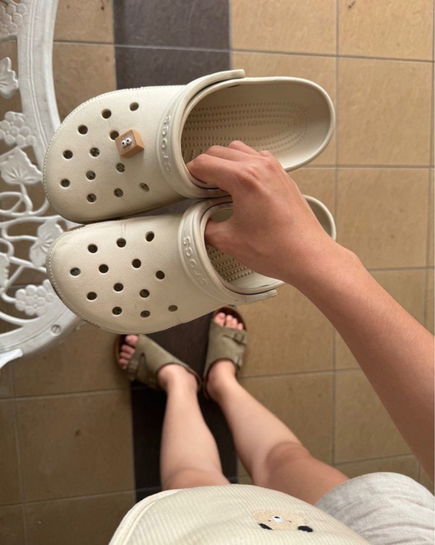 Crocs Bone Color, Women's Fashion, Footwear, Sandals on Carousell