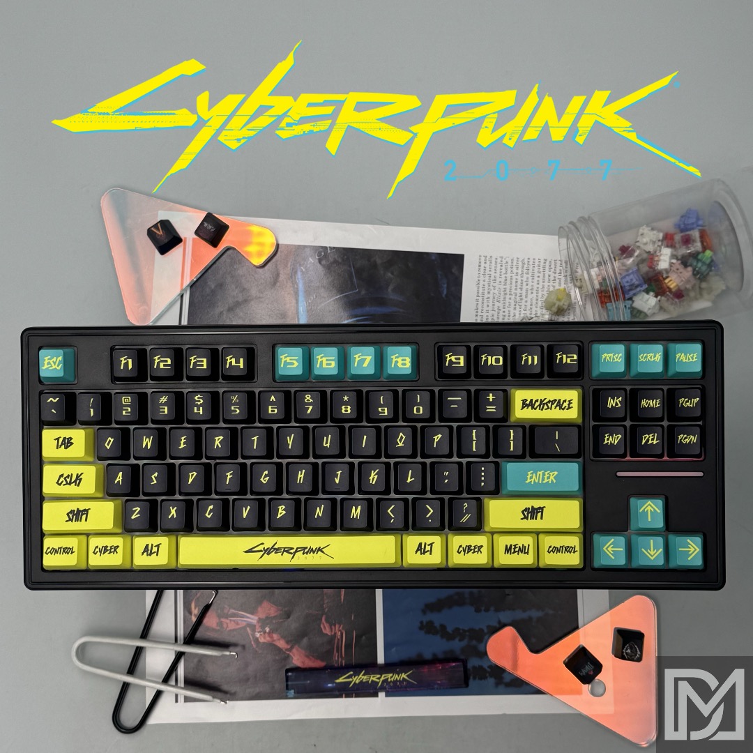 Cyberpunk 2077 Keycap PBT Dye Sub OEM 121pcs Black Yellow Keycaps Fit ...