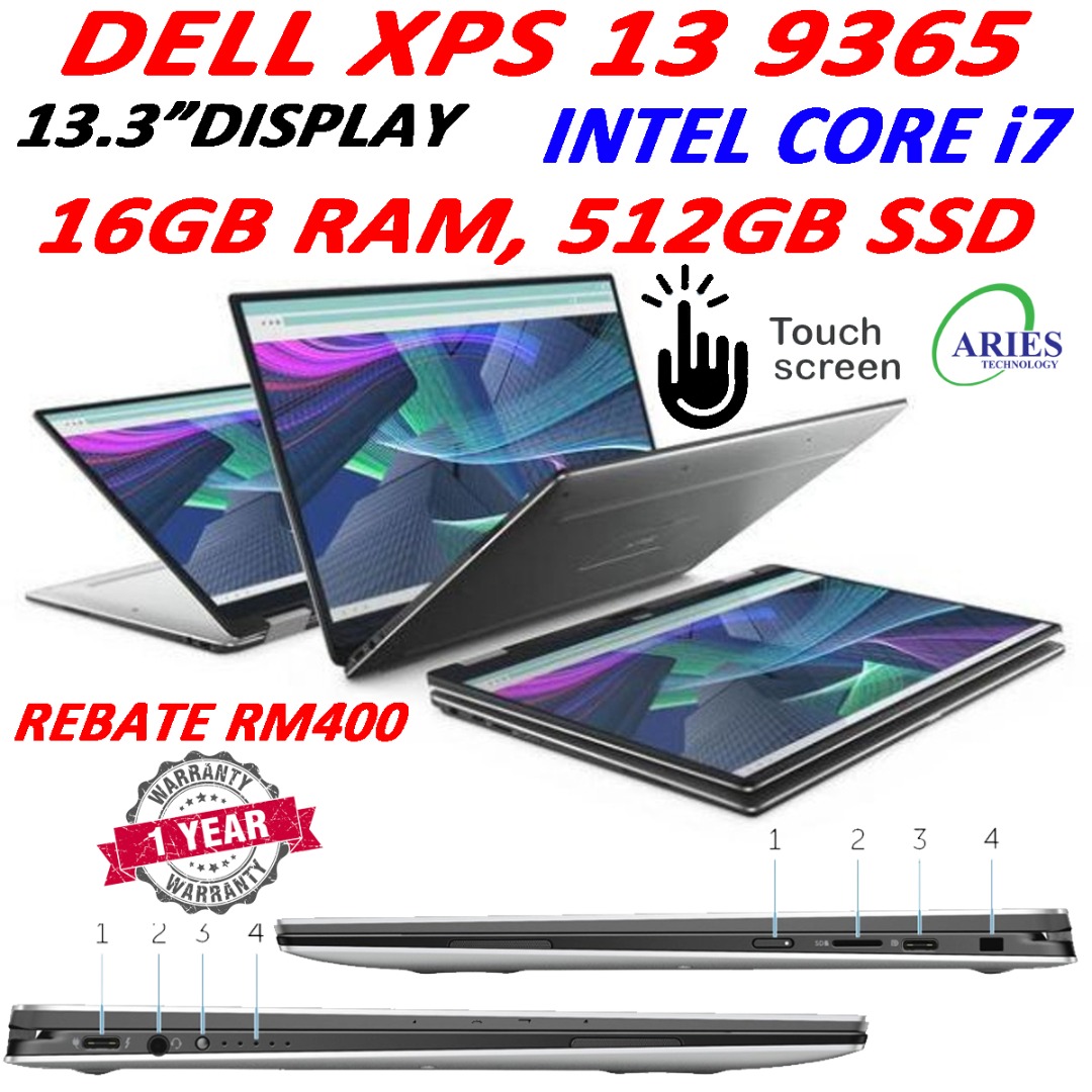 DELL XPS 13 9365 2IN1 TOUCH SCREEN LAPTOP IN ARIES TECHNOLOGY SEREMBAN2, Computers & Tech ...