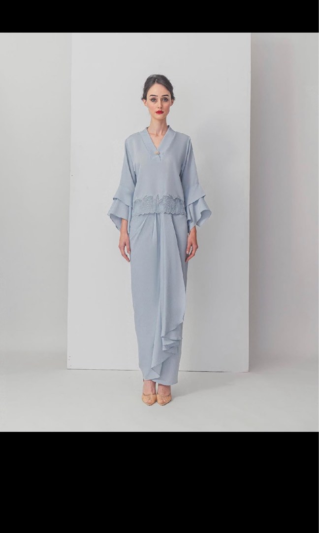 DPLKL Azalea Kurung Modern Drapping in light blue, Women's Fashion ...