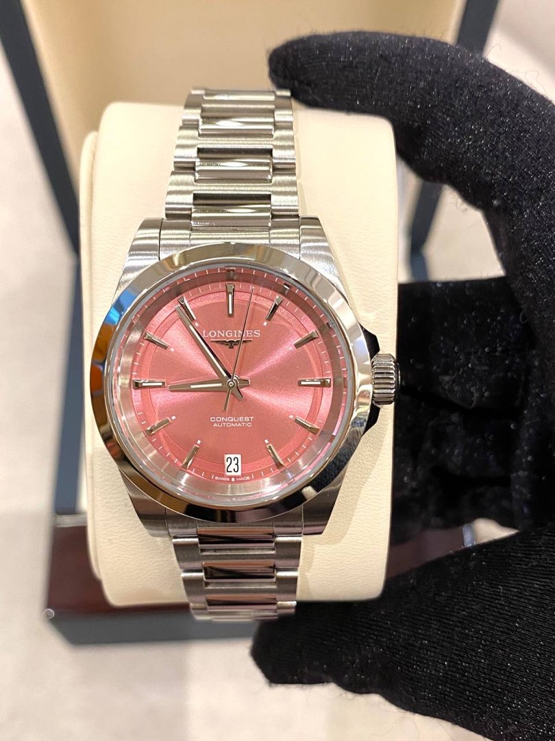 LONGINES CONQUEST PINK REF L3.L3.430.4.99.6 34MM AUTOMATIC WATCH ...