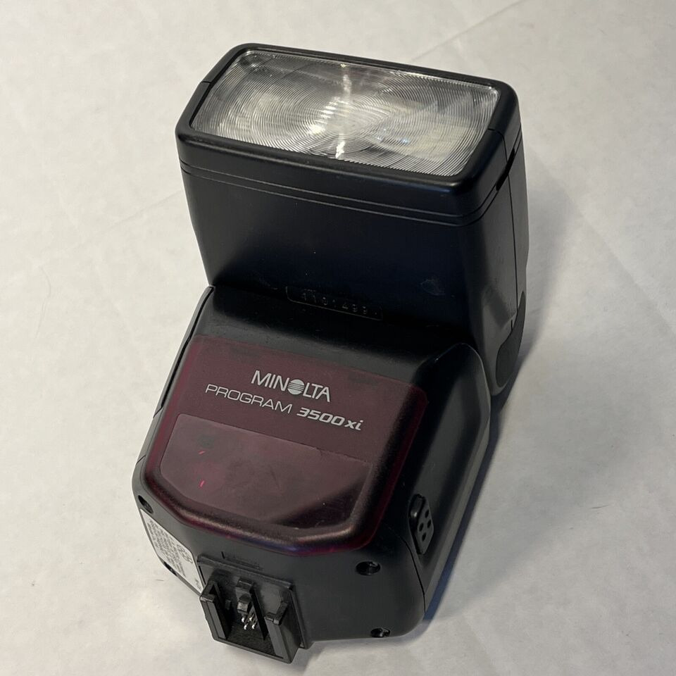 Minolta PROGRAM 3500Xi Minolta Shoe Mount Flash w/Bag, Manual and Flash stand, Photography ...