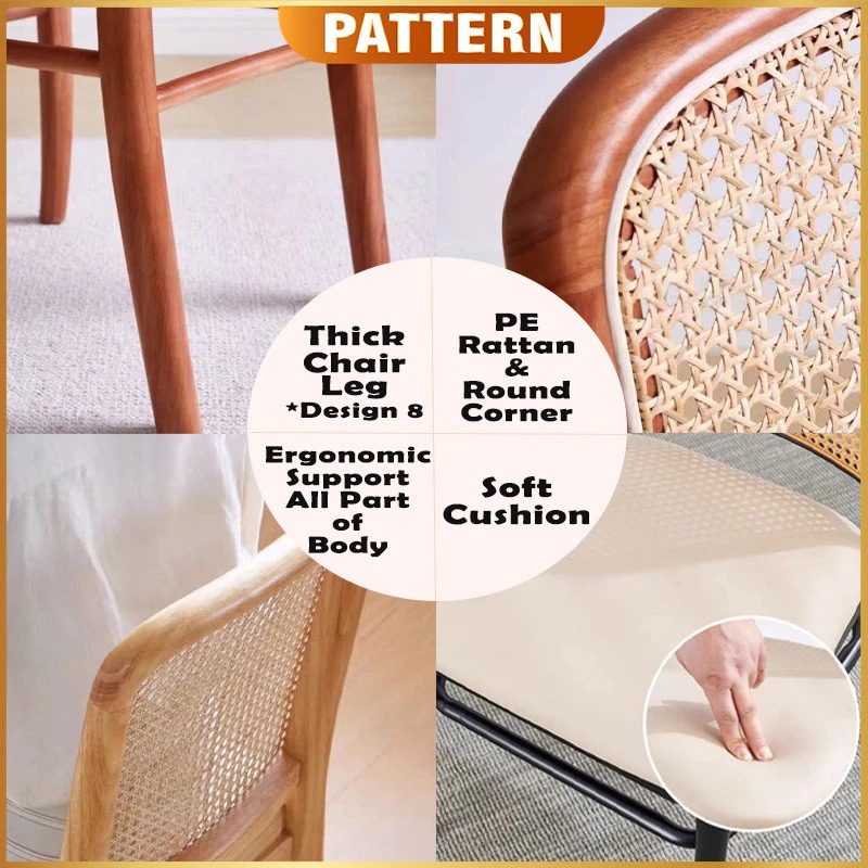 Nordic Rattan Backrest Chair | Premium PE Rattan Dining Chair ...