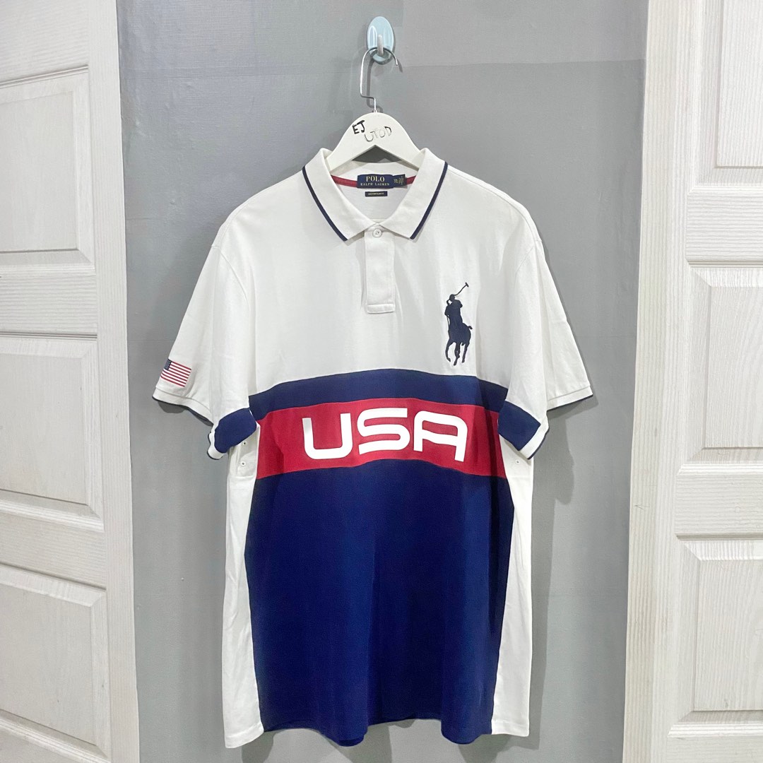 Polo Ralph Lauren Men's Country Polo American Flag Big Pony Embroidered Polo Shirt | Size XXL ...