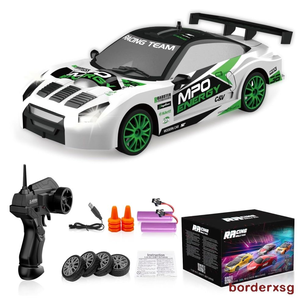 Remote Control Car RC Drift Car 2.4GHz 1:24 Scale 4WD 15KM/H High Speed Model Vehicle LED Lights ...