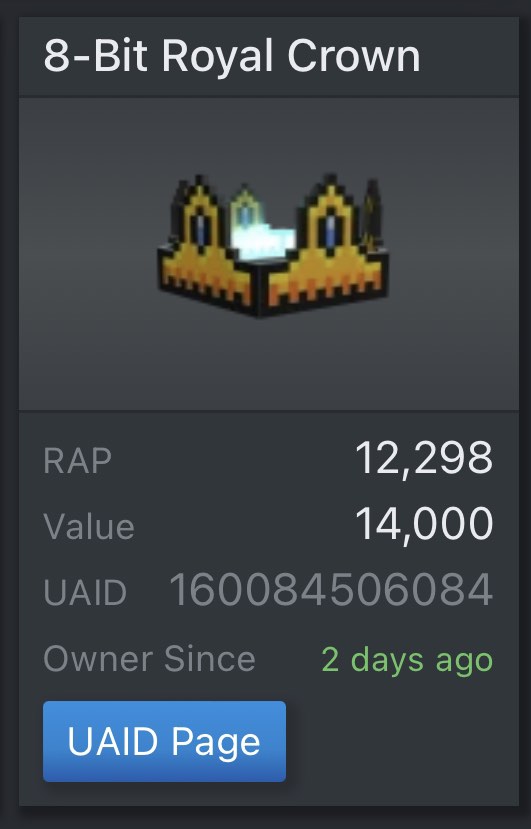 ROBLOX LIMITED-8-BIT ROYAL CROWN(8brc), Video Gaming, Gaming ...