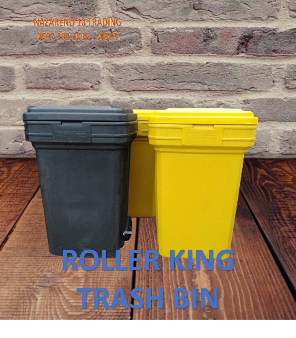Roller king trash bin w/wheels 150Liters 779, Furniture & Home Living ...