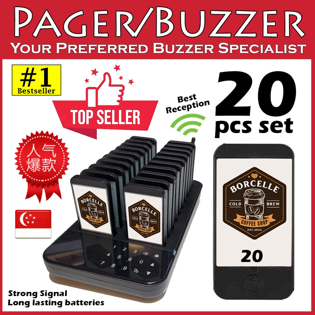 Royce Pager Buzzer Queue System 20 buzzers set Retekess Hawker center Restaurant clinic Food ...