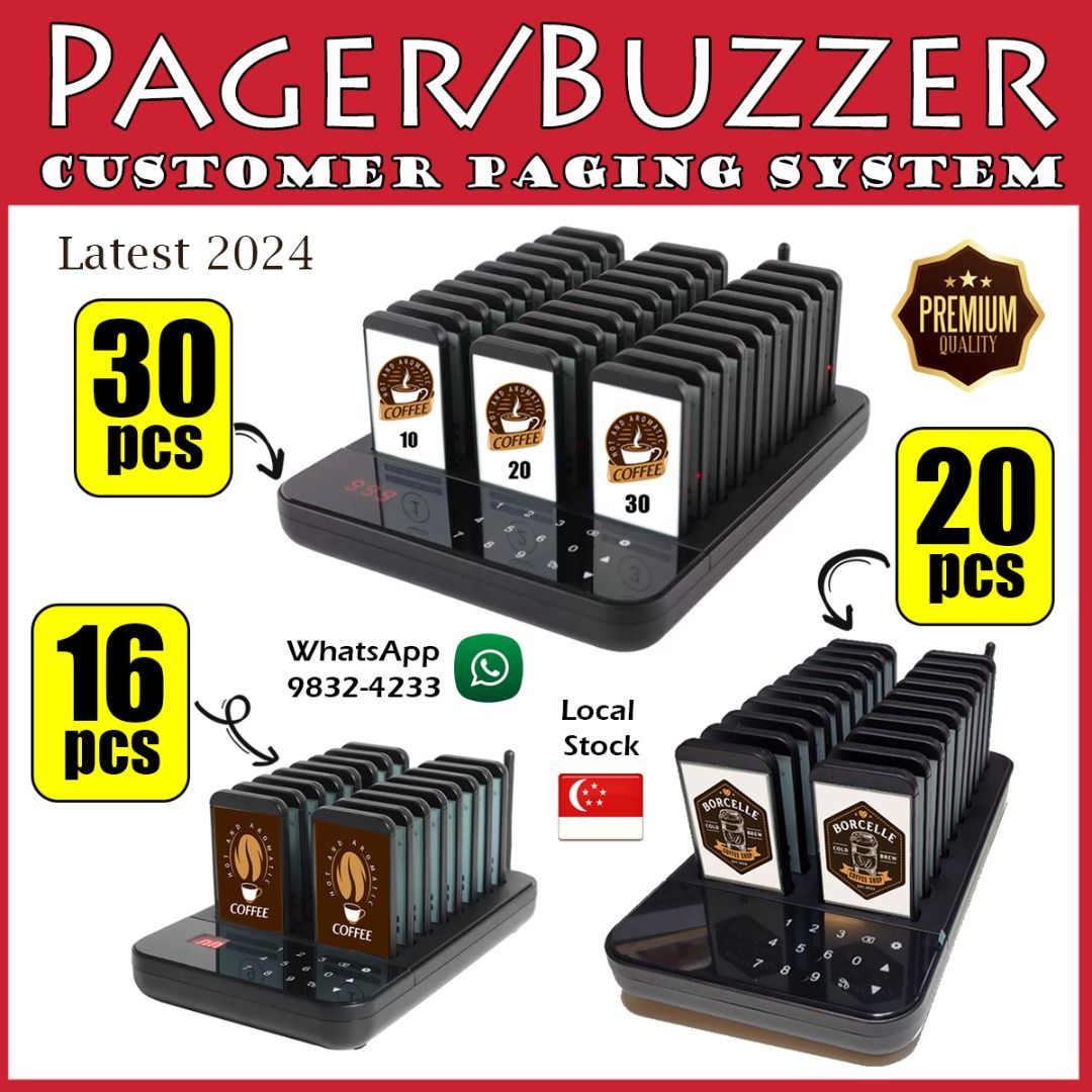Royce Pager Buzzer Queue System 20 buzzers set Retekess Hawker center Restaurant clinic Food ...
