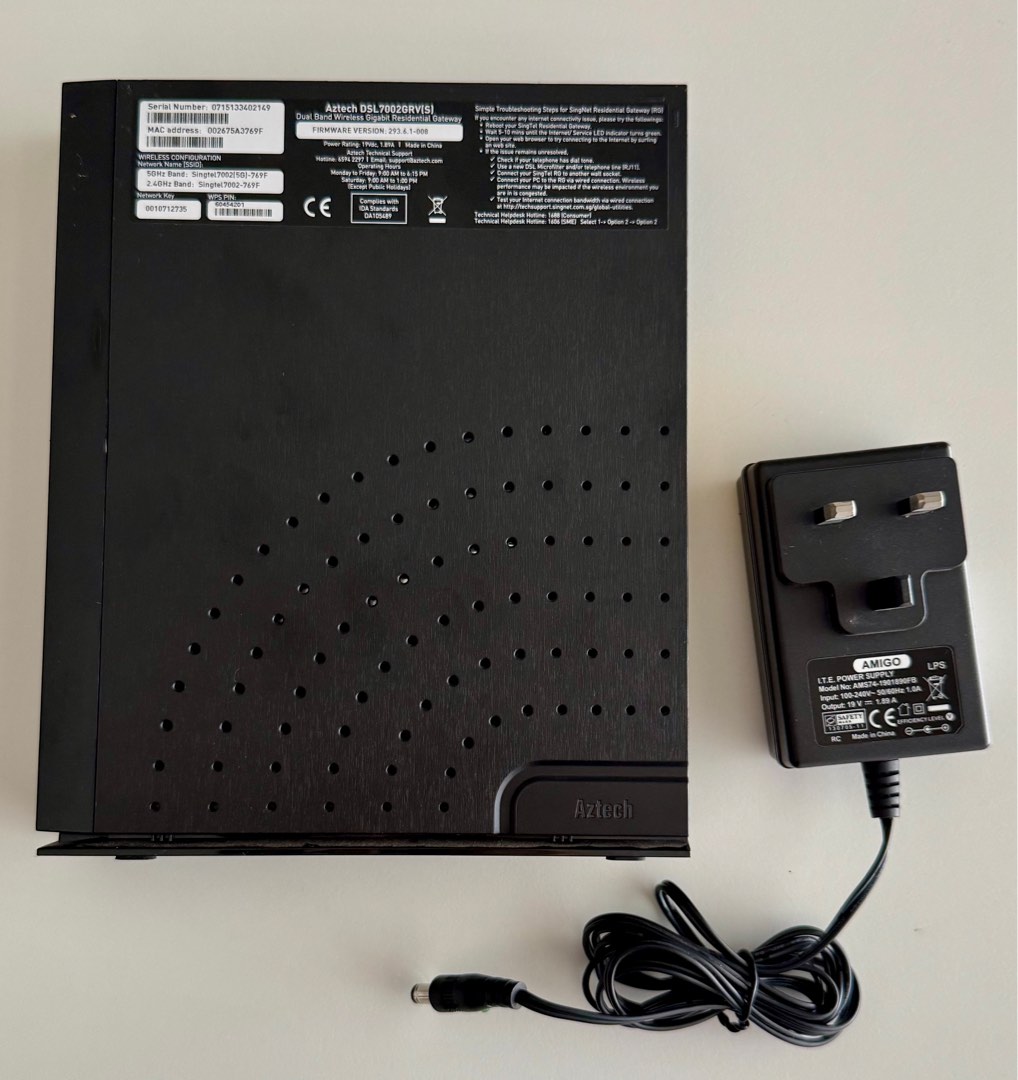 Singtel Aztech DSL7002GRV(S) Dual Band Wi-Fi Router, Computers & Tech ...