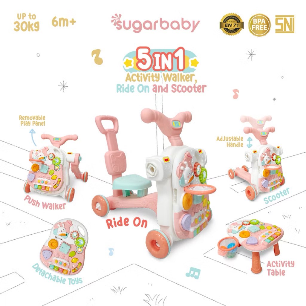 Sugarbaby push walker 5in1 play walker baby walker baby chair highchair ...