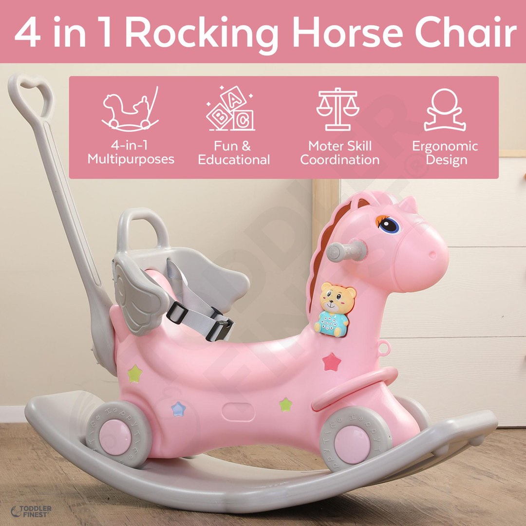 ToddlerFinest 4-in-1 Musical Push Glider Pony Anti-Slip Auto Balance ...