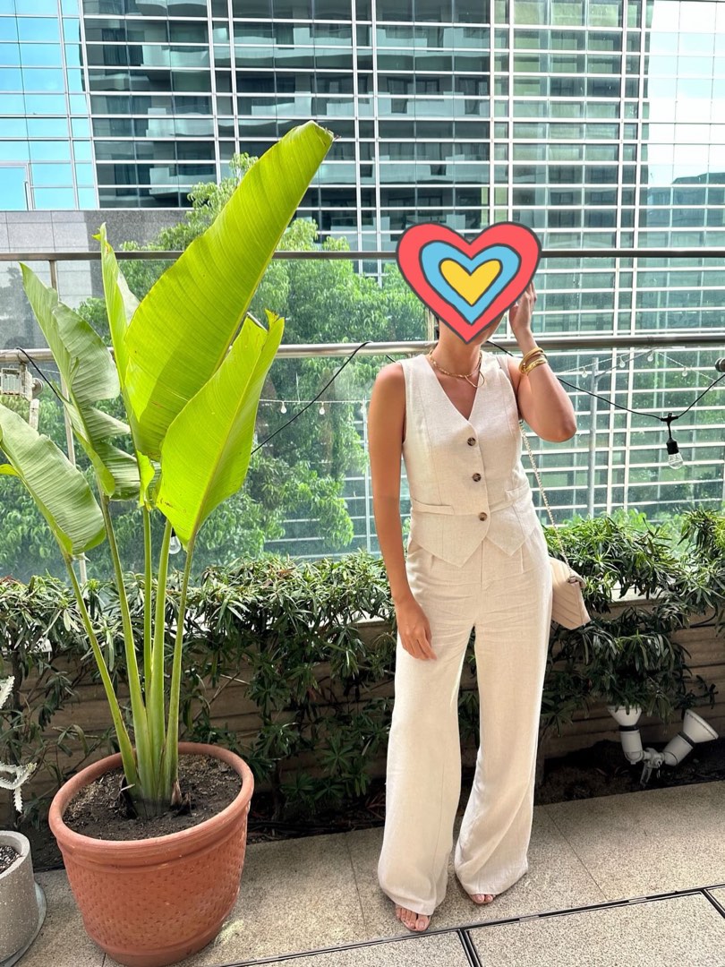 Vest and Wide Leg Pants Coord, Women's Fashion, Dresses & Sets, Sets or ...