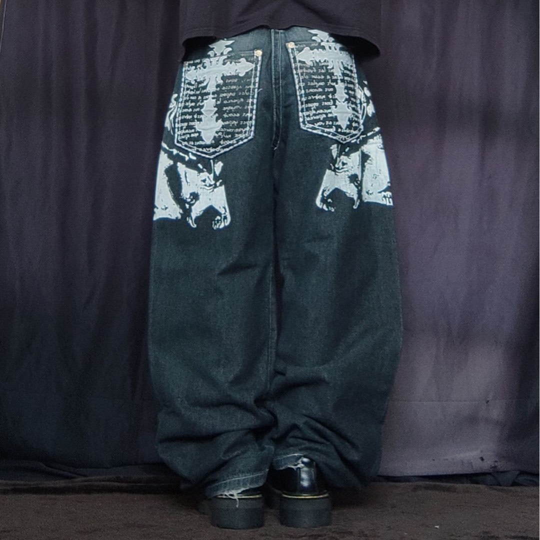 Vintage Victorious Grunge Gothic Cross Baggy Jeans, Men's Fashion ...