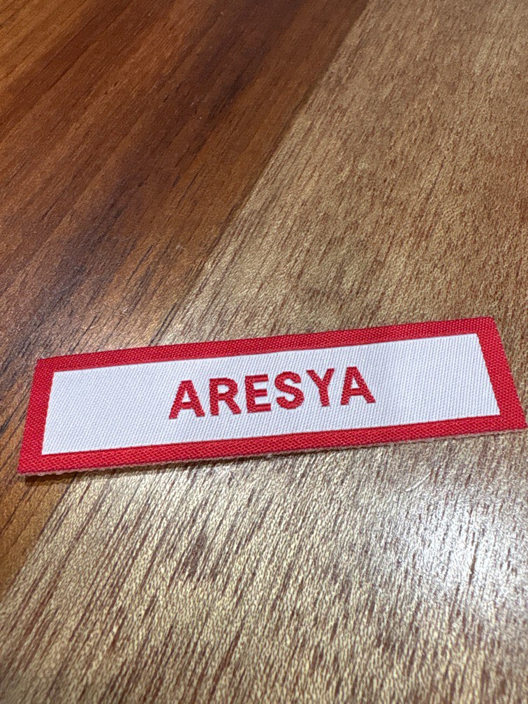 white name tag with red border - ARESYA, Hobbies & Toys, Stationery ...