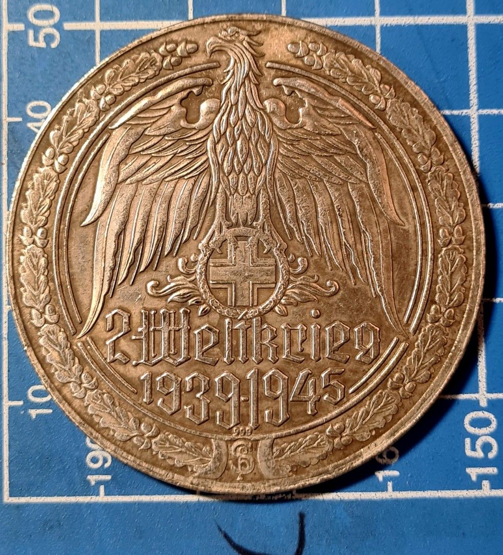 1939/43 GERMANY BUILDING OF THE ATLANTIC WALL WW2 COMMEMORATIVE COIN ...