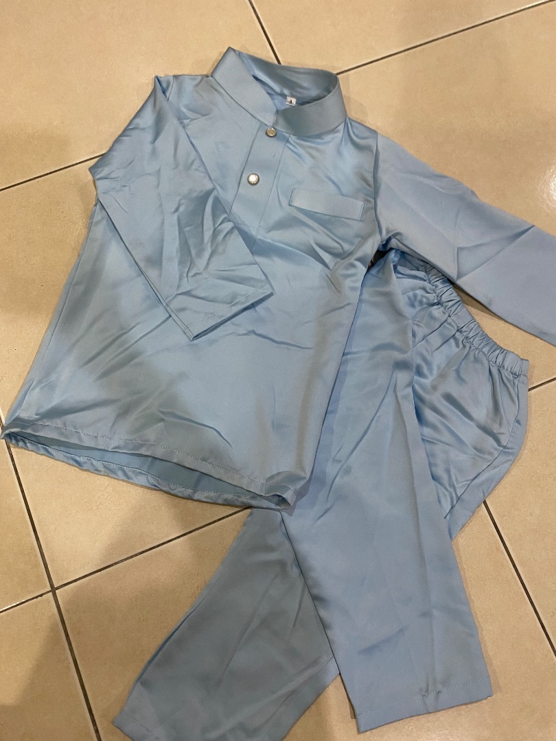 Baju Raya Budak Teluk Belanga (Baby blue), Babies & Kids, Babies & Kids ...