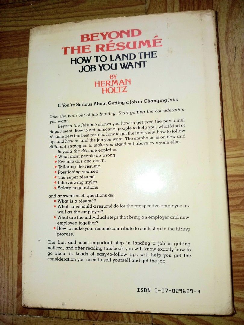 Beyond the Resume - How to Land the Job You Want - Book Hardbound ...