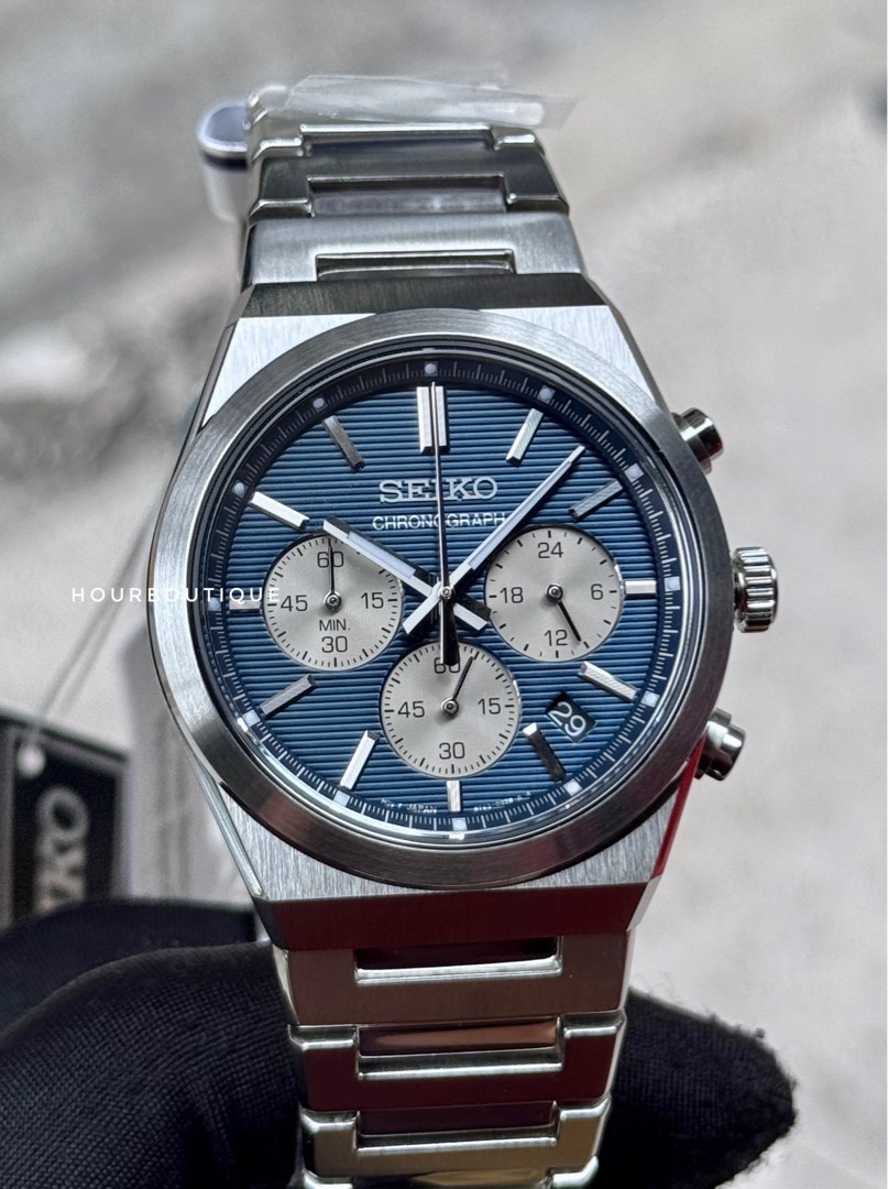 Brand New Seiko Quartz Chronograph Blue Dial Mens Watch SSB453P1, Men's ...
