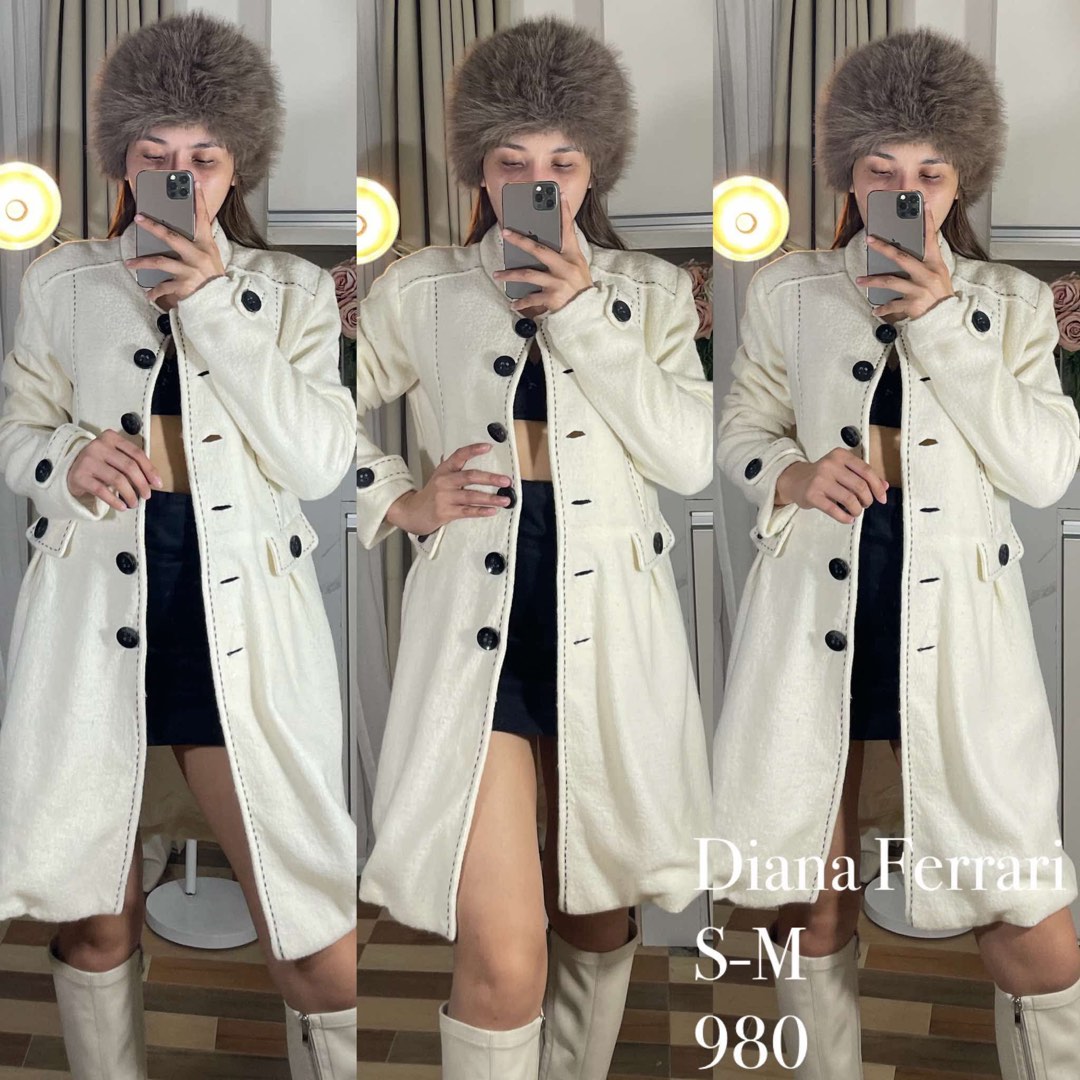 Branded White Wool Coat, Women's Fashion, Coats, Jackets and Outerwear ...