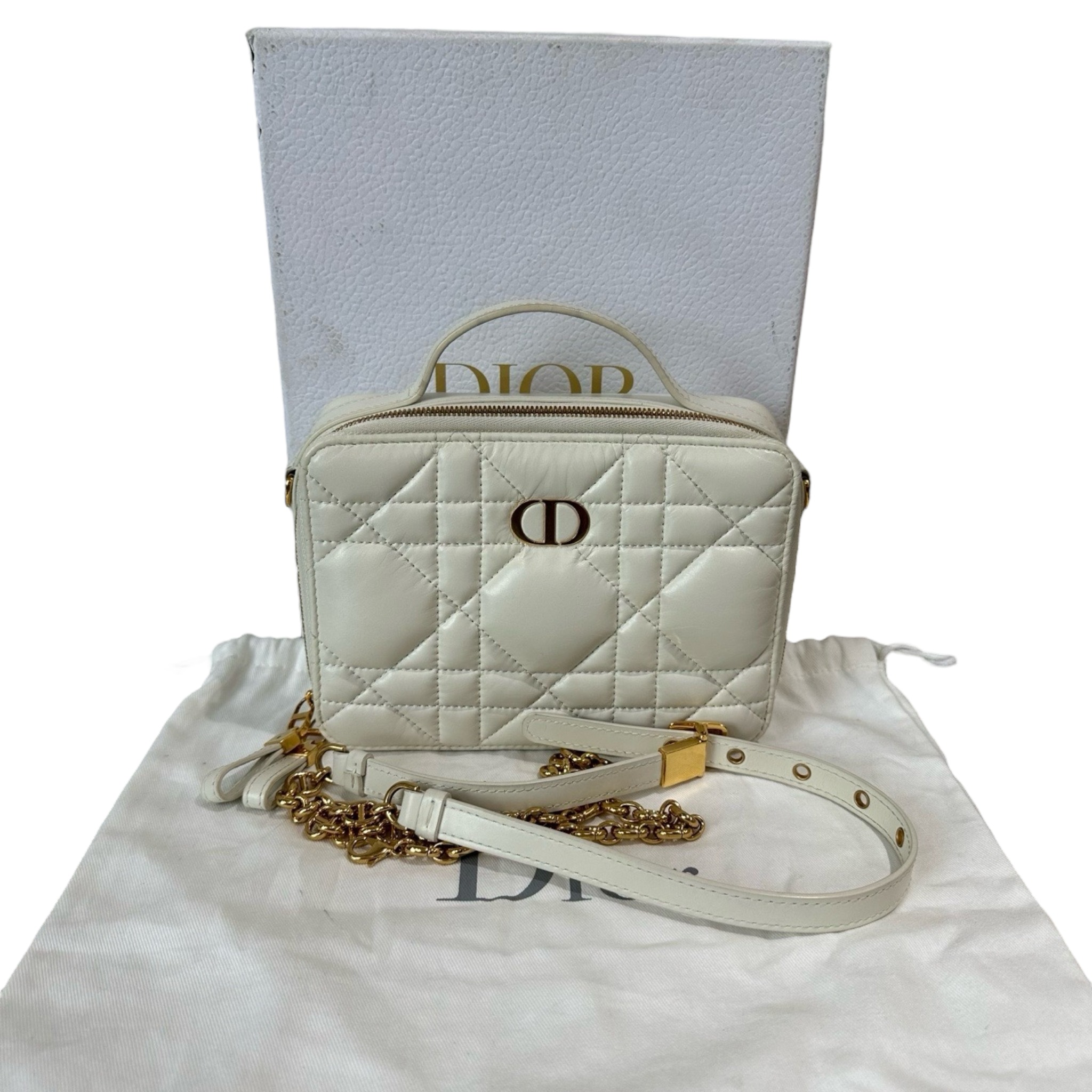Dior Caro Box Bag in White GHW, Luxury, Bags & Wallets on Carousell