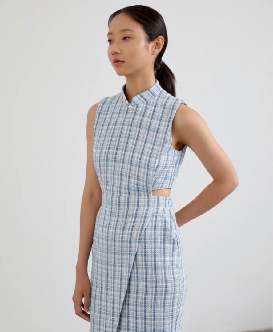 Good Addition Tweed Cutout Cheongsam in M, Women's Fashion, Dresses ...