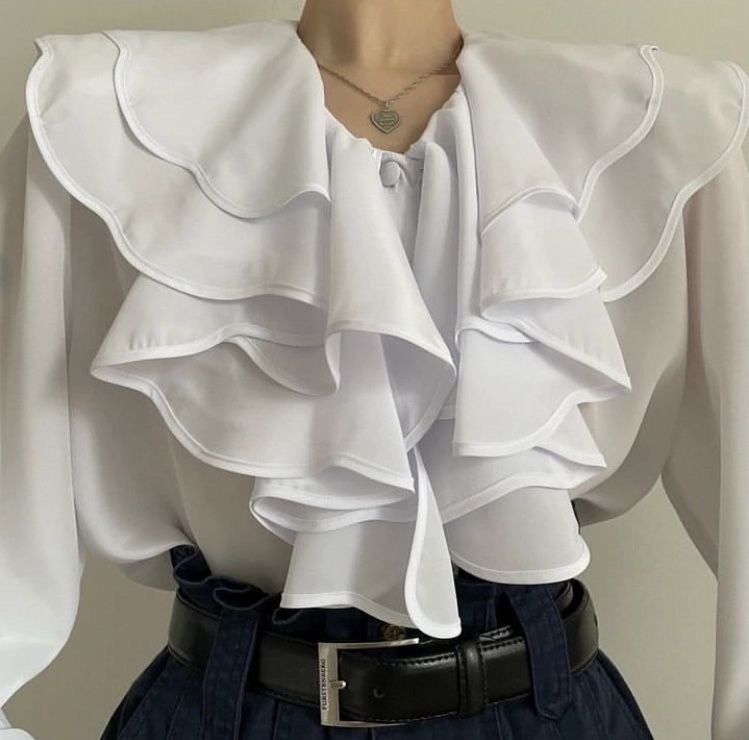 SOLD OUT KOREAN WHITE VINTAGE RUFFLE NECK BLOUSE PUTIH, Fesyen Wanita ...