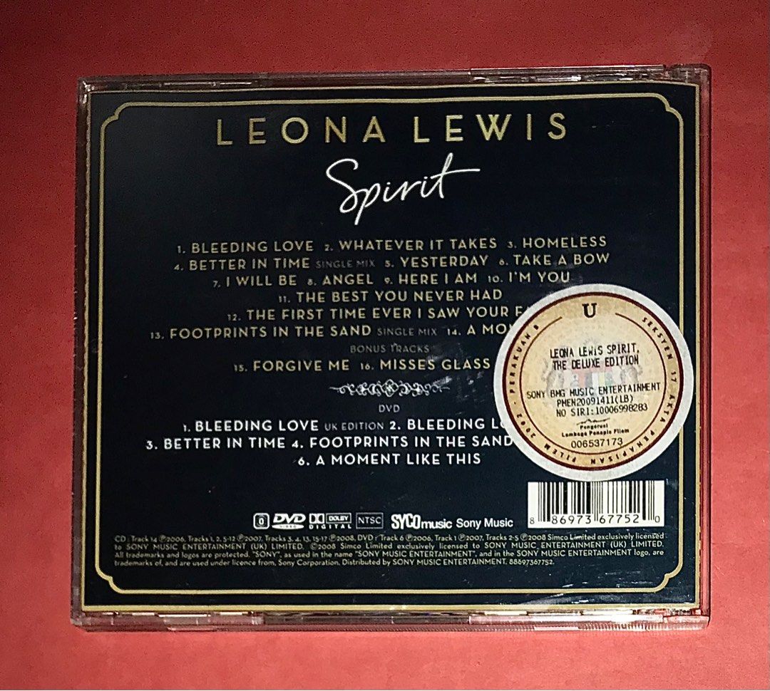 LEONA LEWIS - SPIRIT THE DELUXE EDITION PROMO CD + DVD, Hobbies & Toys ...