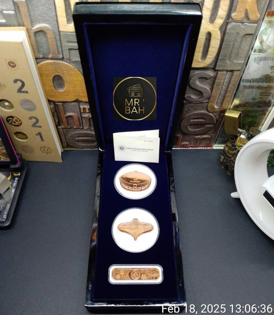 MALAYSIA COMMEMORATIVE PROOF COIN / 50TH ANNIVERSARY OF KILANG BANK NEGARA MALAYSIA / SETS 3 IN ...