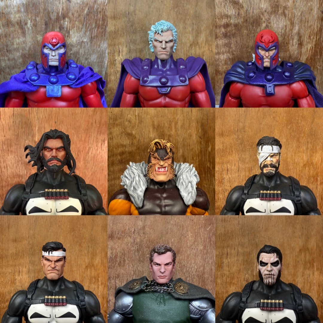 Marvel Legends Mafex Custom Headsculpts Magneto Punisher Sabretooth Dr ...