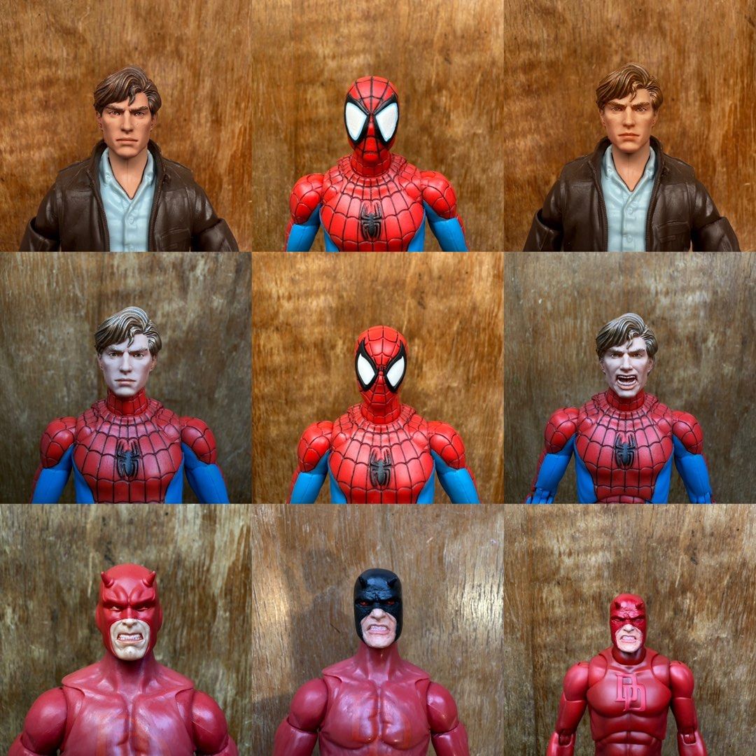 Marvel Legends Mafex Custom Headsculpts Spider-Man Daredevil Peter ...