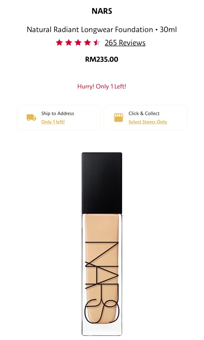 NARS Natural Radiant Longwear Foundation, Beauty & Personal Care, Face ...