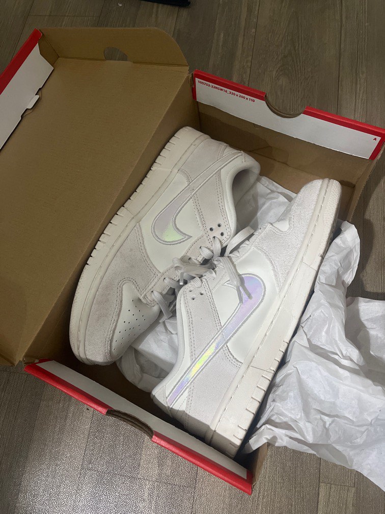 Nike Dunk Low Sail Multicolor Siren Red (Iridescent/Hologram Swoosh ...