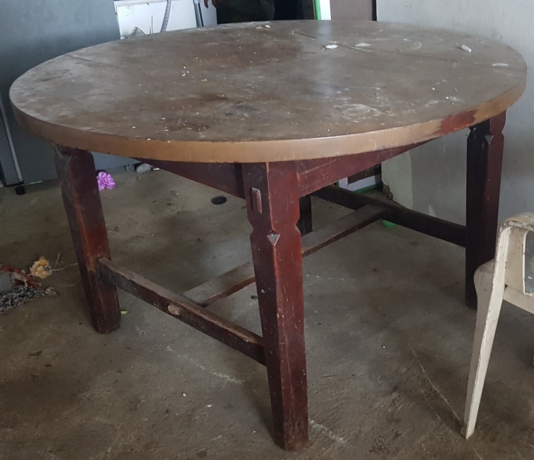 Old Round Table made of Hardwood, Furniture & Home Living, Furniture ...