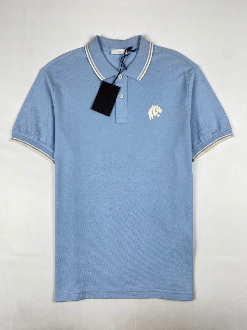 Prada Baby Blue Polo Shirt (Brand new with tag), Men's Fashion, Tops ...