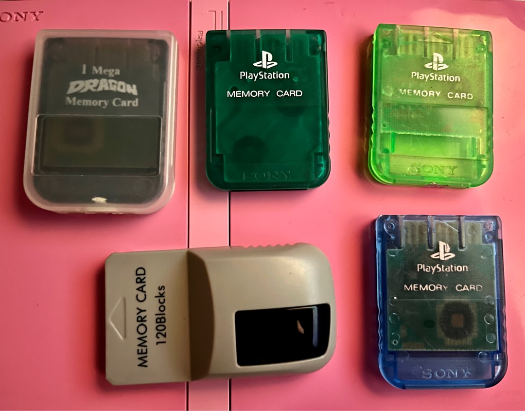 PS1 PLAYSTATION MEMORY CARDS 5 PIECES BUNDLE / TRACKED PACKAGE INCLUDED ...