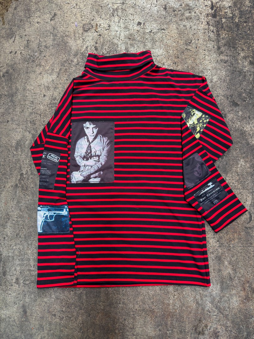 RAF SIMONS RIOT RIOT RIOT STRIPED PATCHWORK TURTLENECK, Men's Fashion ...