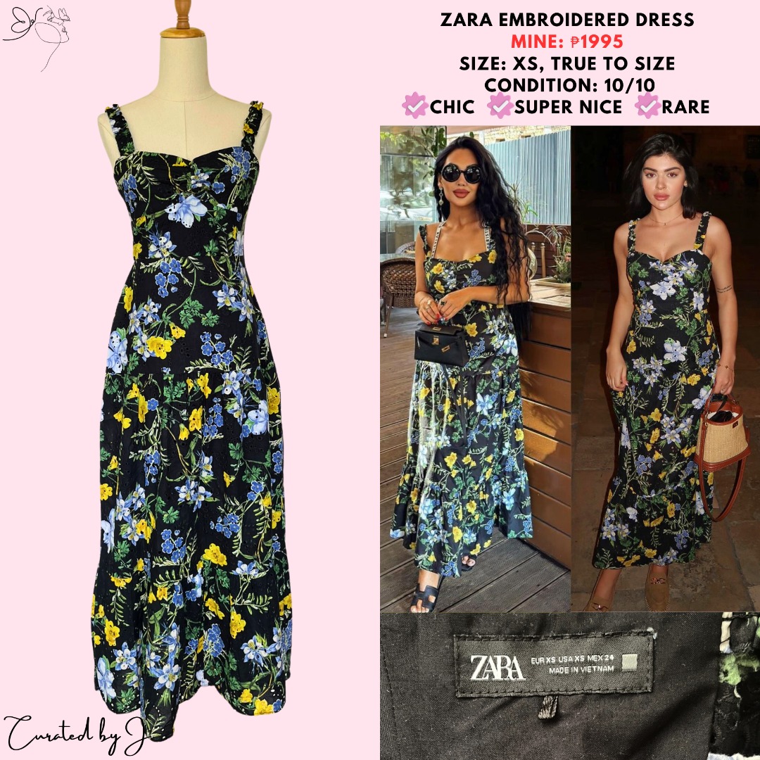 RARE SUPER NICE ZARA EMBROIDERED DRESS, Women's Fashion, Dresses & Sets ...